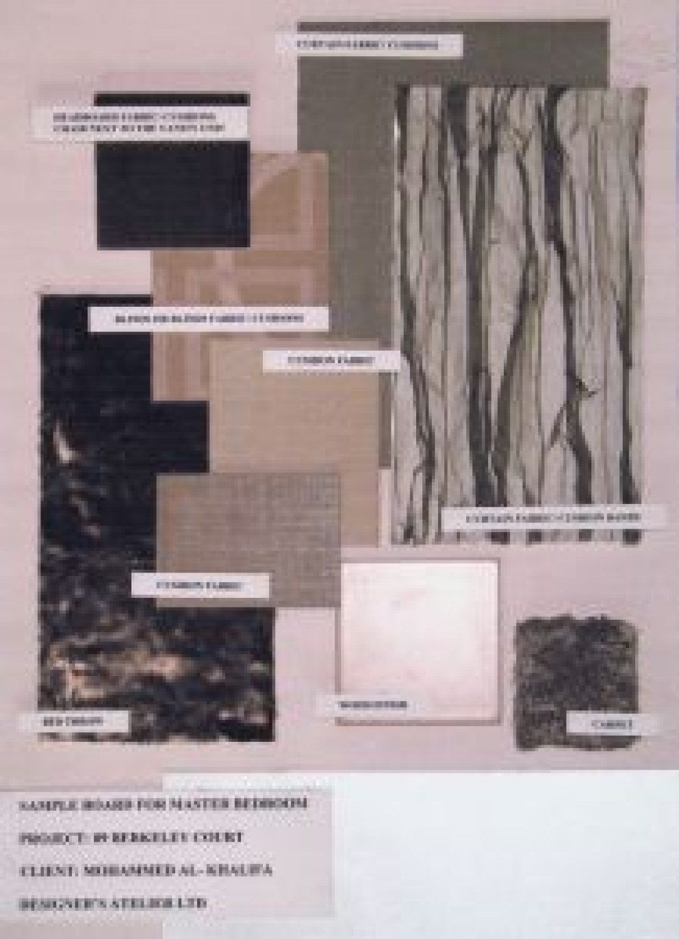 Sample Board / Fabrics / Master Bedroom / Berkeley Court, London ...