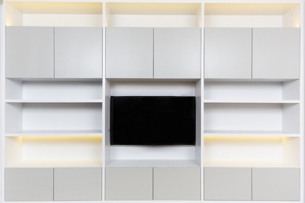 Integrated tv wall unit / Chiswick basement - InteriorDesigners.net