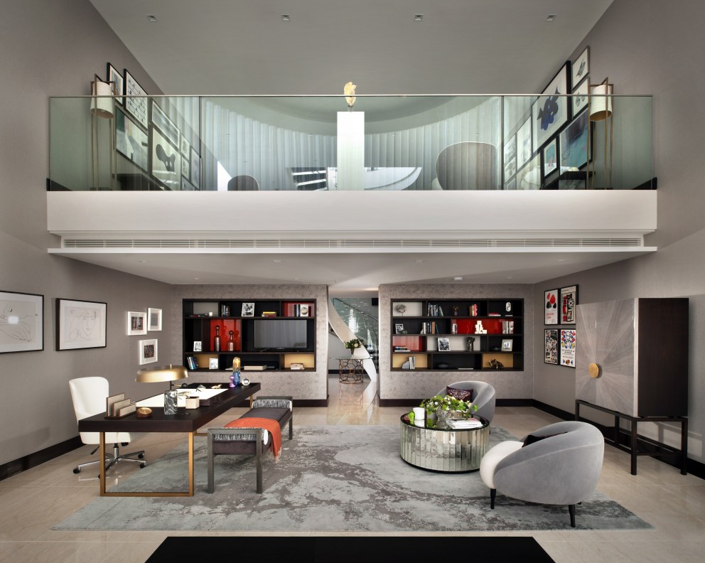 Double height space / Corniche Penthouse C - InteriorDesigners.net